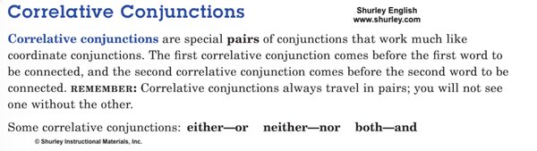 Writing Toolbox: What are correlative conjunctions? — Shurley English Blog